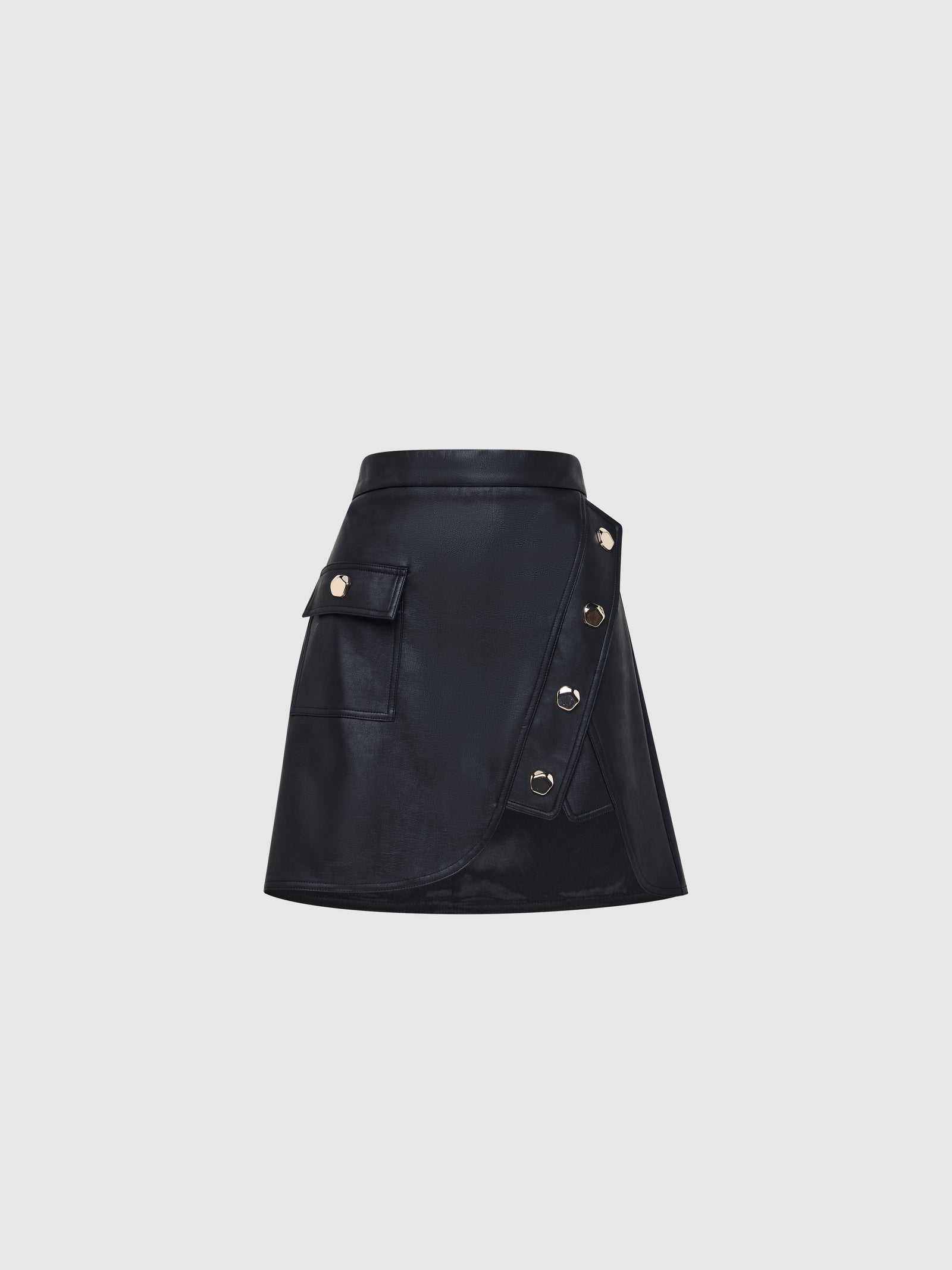 Dillon Skirt Black | Faux Leather Mini Skirt | SHEIKE