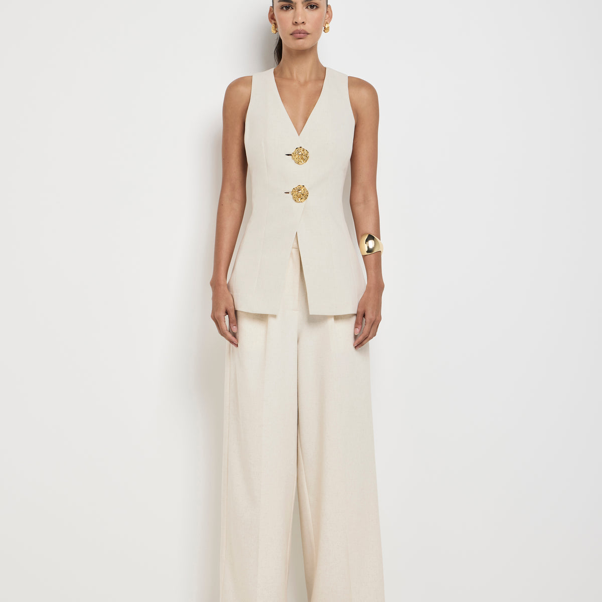 Liaison Pant Ecru | Tailored Wide Leg Pant | SHEIKE