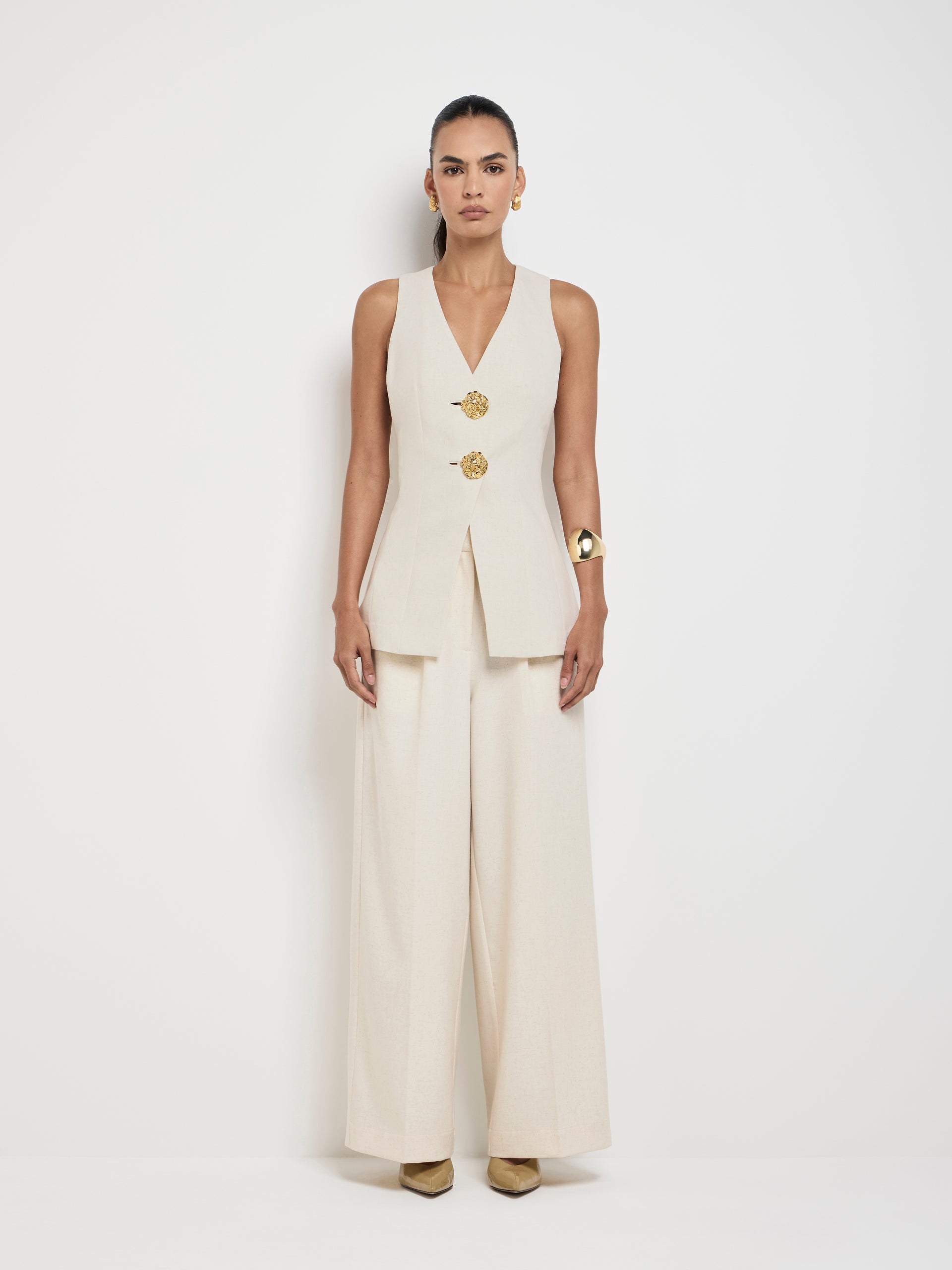 Liaison Pant Ecru | Tailored Wide Leg Pant | SHEIKE