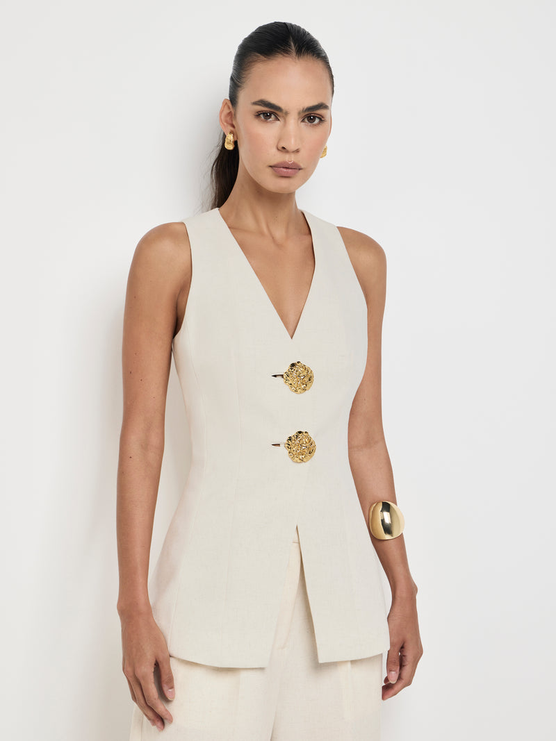 Liaison Vest Ecru | Slim Tailored Vest | SHEIKE