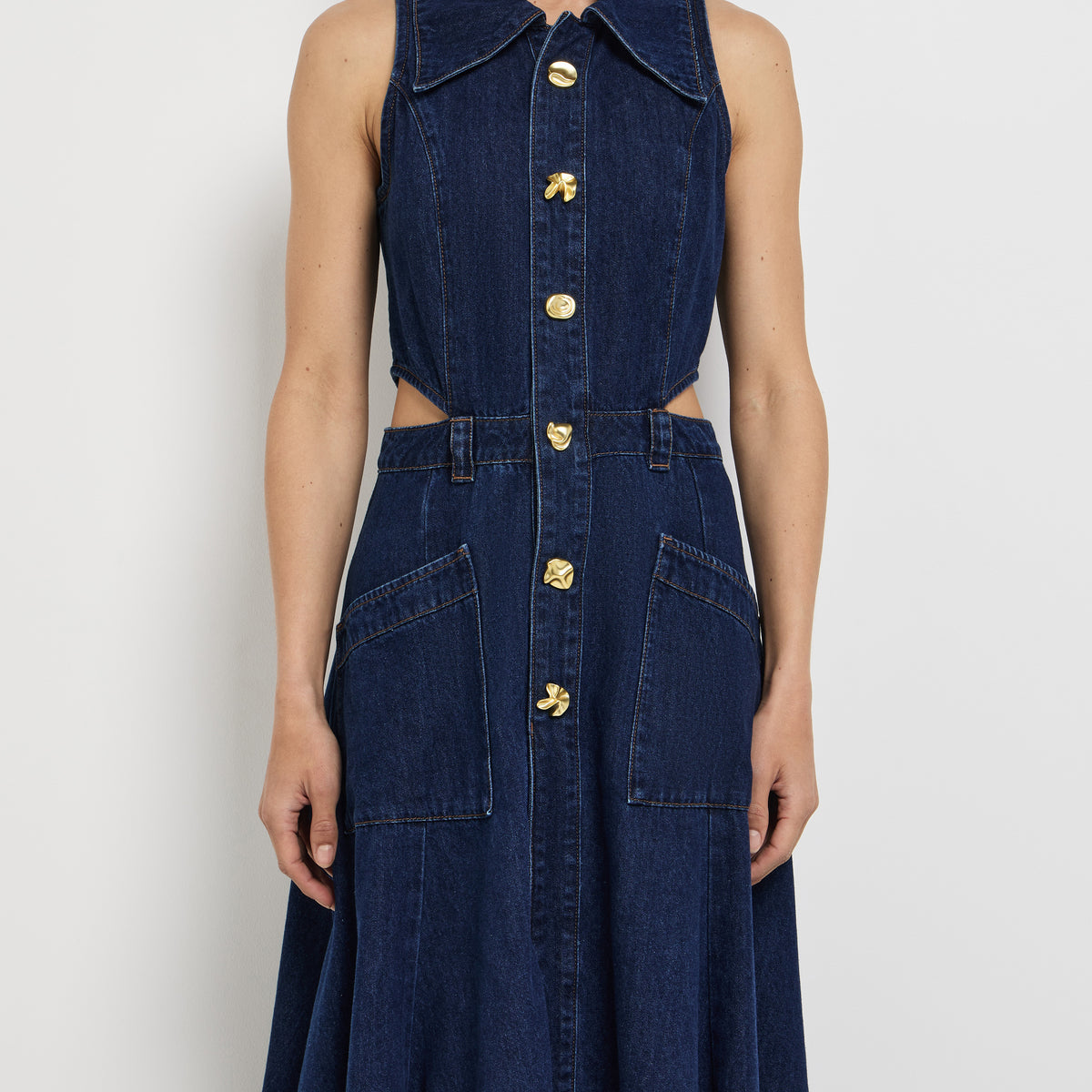 Maeve Denim Dress Indigo | Denim Maxi Dress | SHEIKE
