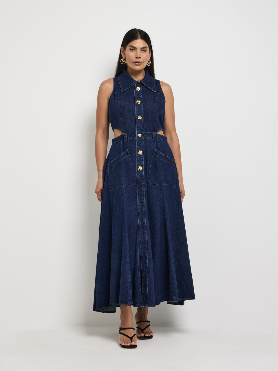Maeve Denim Dress Indigo | Denim Maxi Dress | SHEIKE