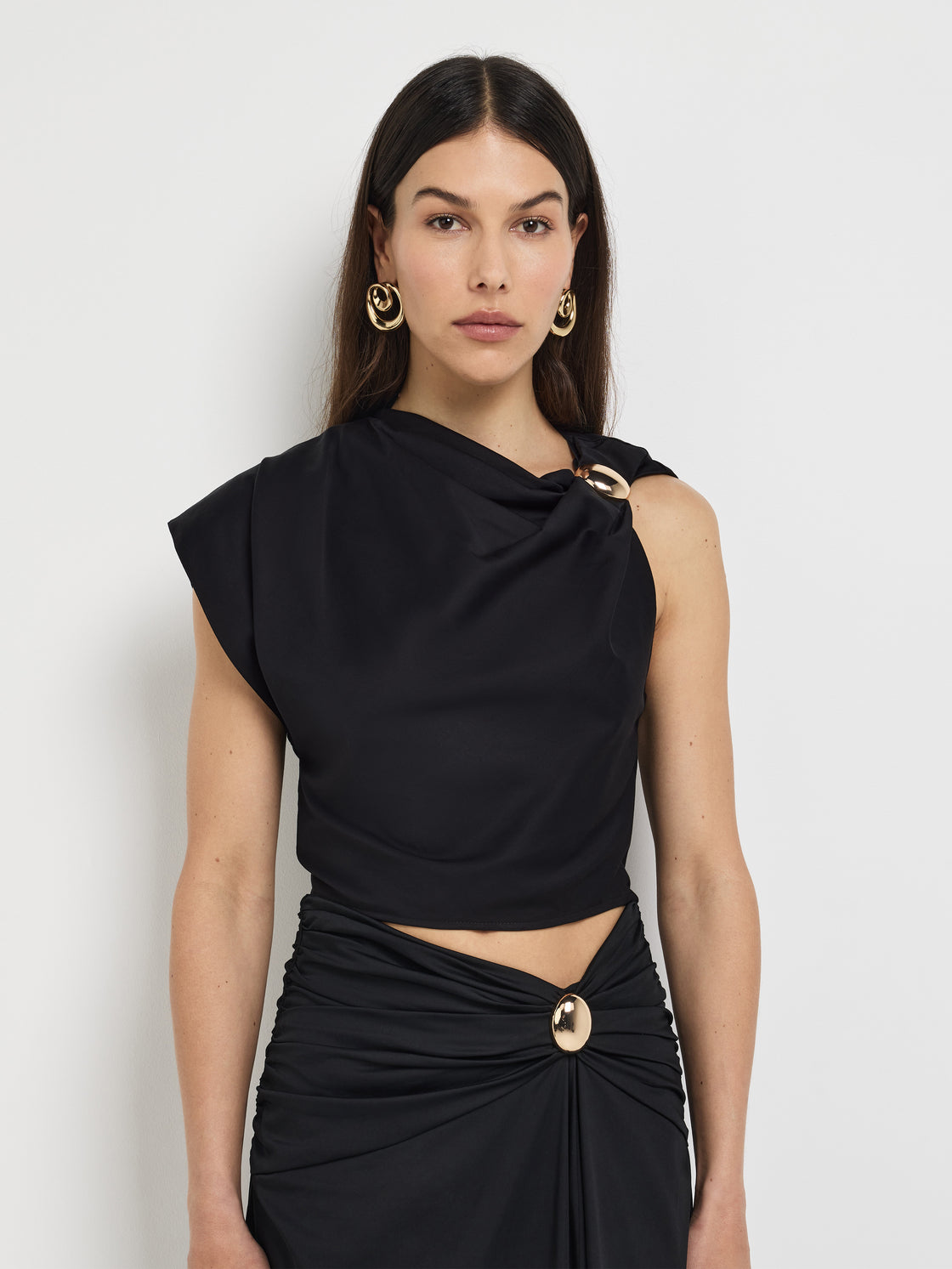 Olivia Top Black | Asymmetrical Crop | SHEIKE