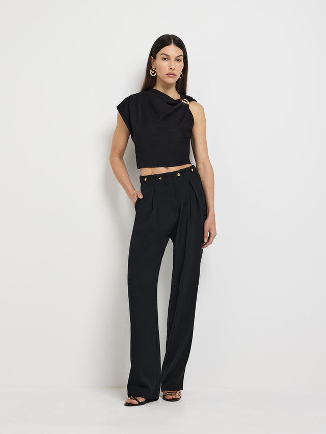 Olivia Top Black | Asymmetrical Crop | SHEIKE