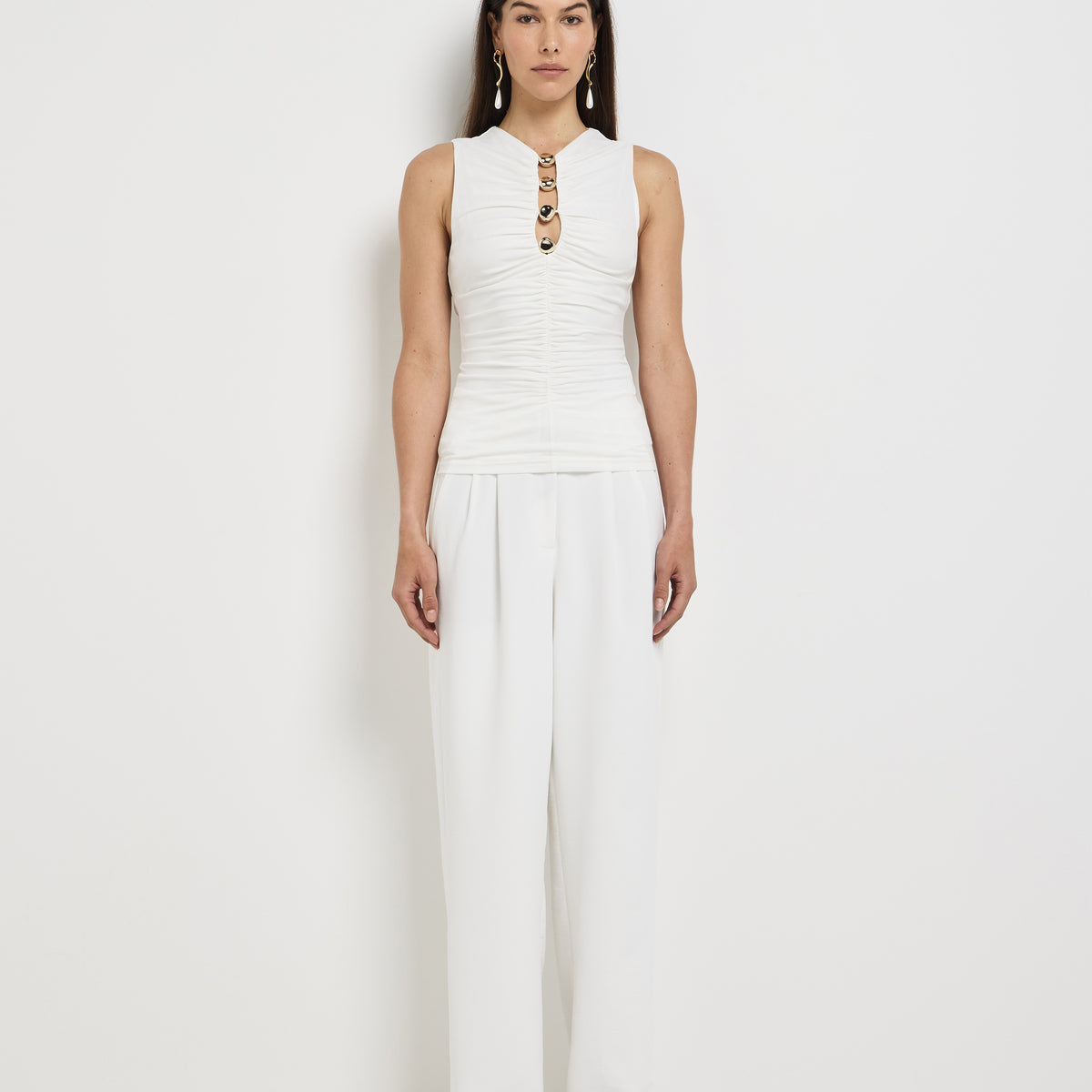 Harley Top White | Knit Sleeveless Top | SHEIKE