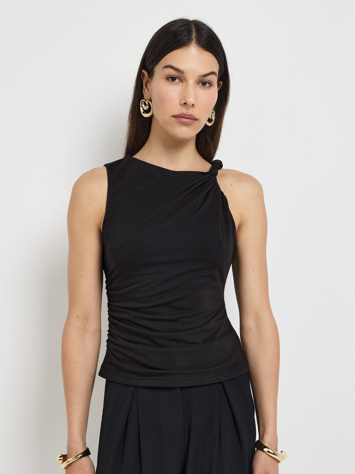 Lexie Top Black Asymmetric Neckline Top Sheike
