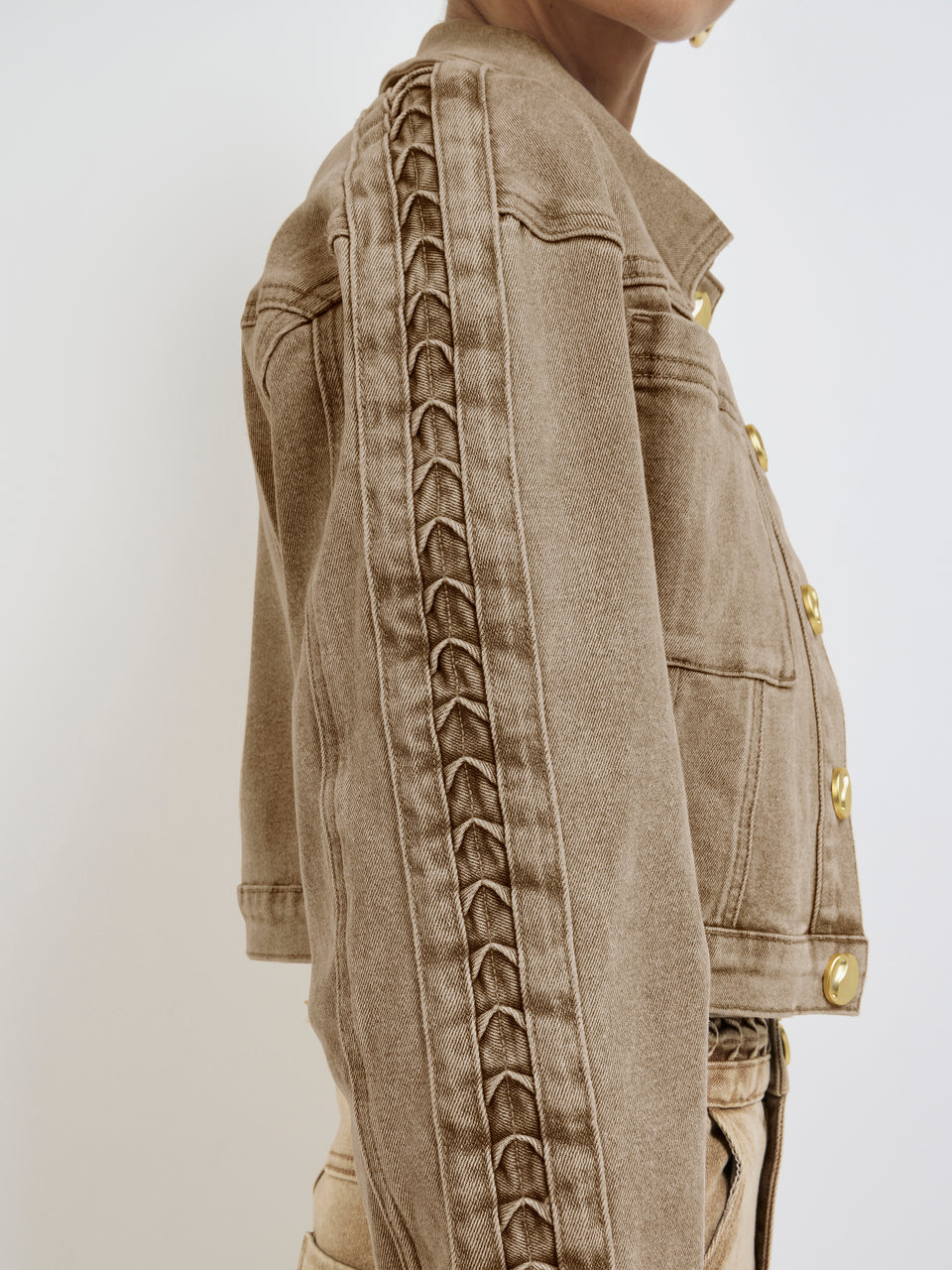 Lucie Denim Jacket Sand | Cropped Jacket | SHEIKE