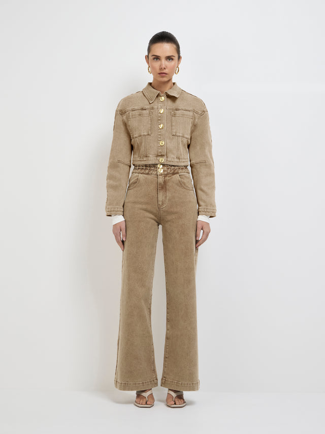 Lucie Denim Jacket Sand | Cropped Jacket | SHEIKE