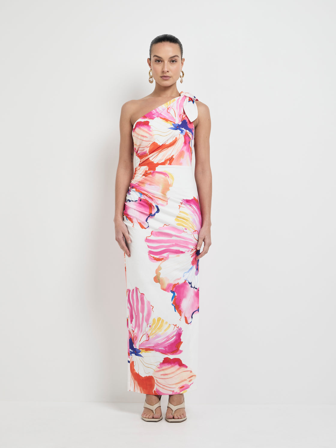 Fleur Blooms Midi Dress Floral | One Shoulder Dress | SHEIKE