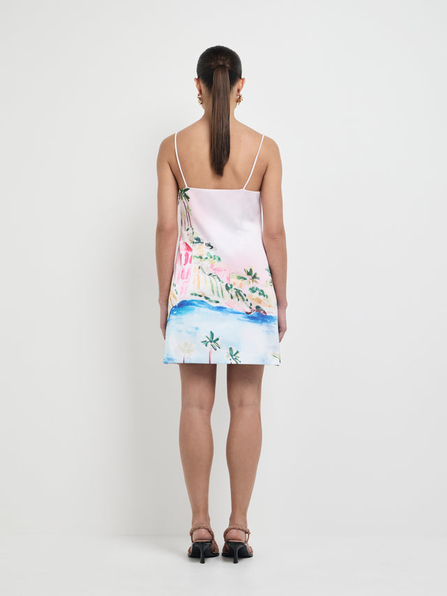 Riviera Dreams Mini Dress Print | Beaded Shift Dress | SHEIKE