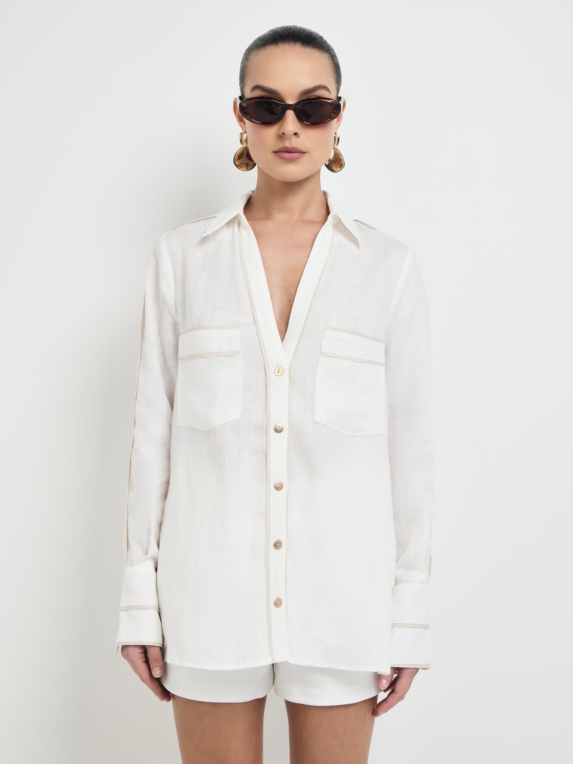 Hamilton Shirt White | Linen Long Sleeve | SHEIKE