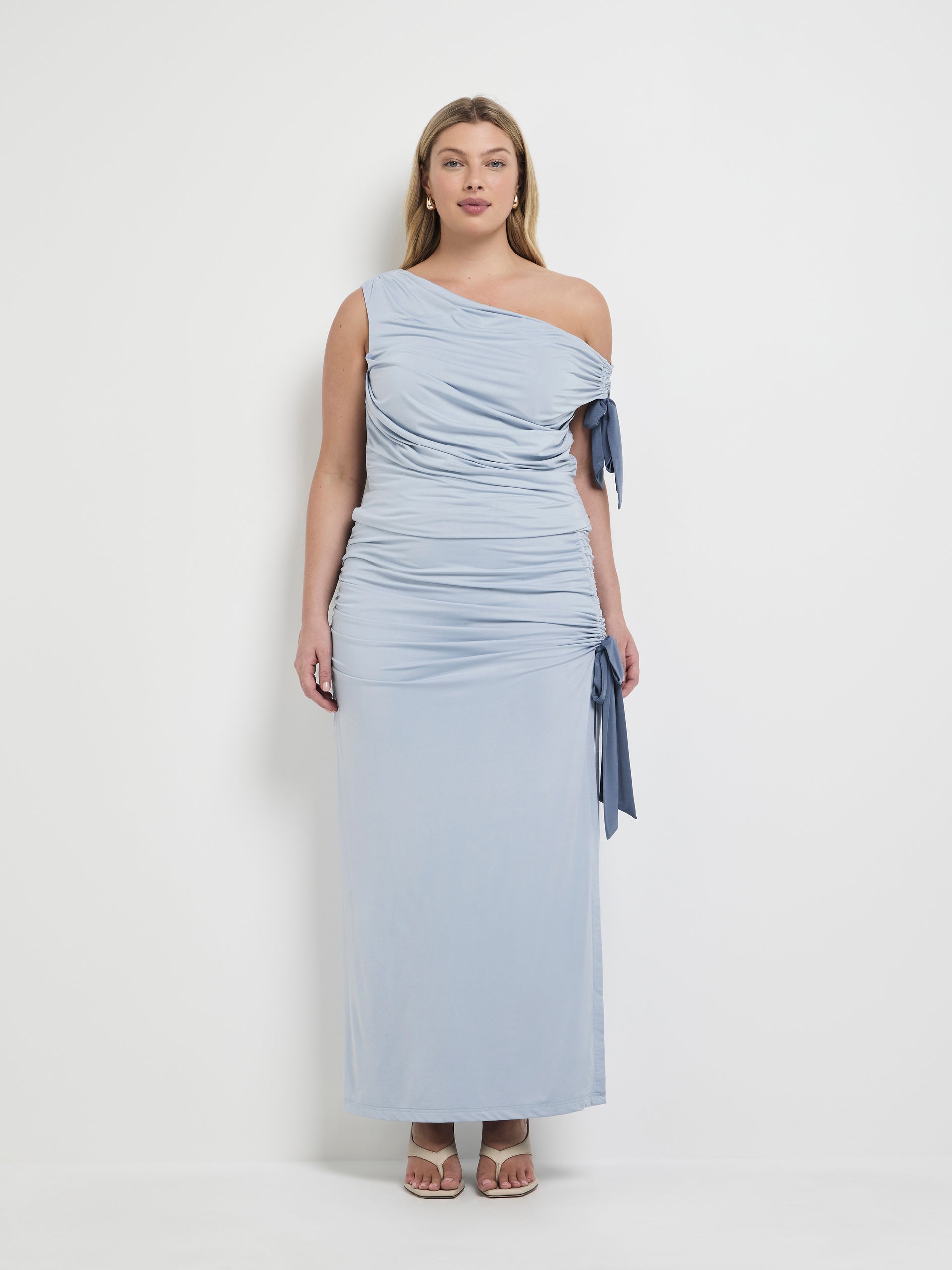 Leon Top Ice Blue | Asymmetrical Bow Top | SHEIKE