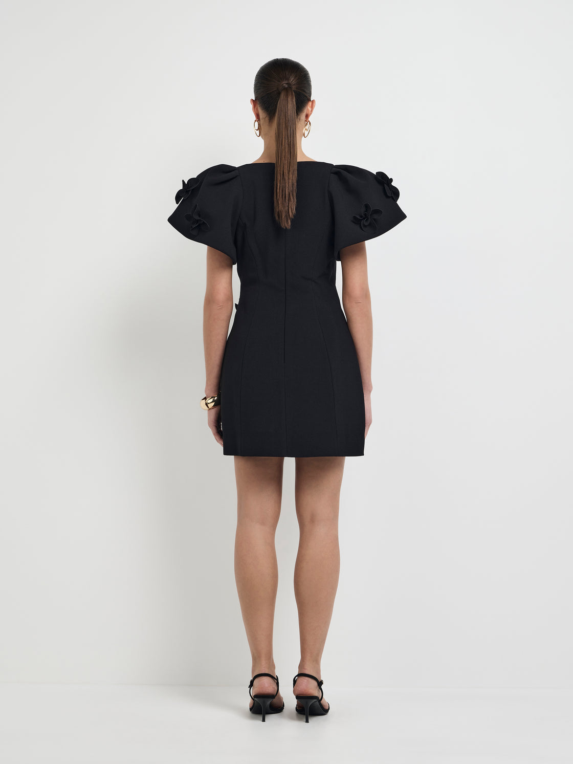Michelle Mini Dress Black | 3D Floral Mini Dress | SHEIKE