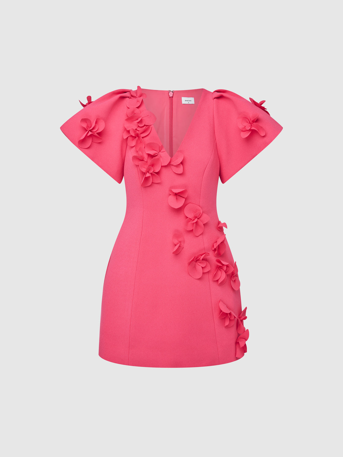 Michelle Mini Dress Raspberry | 3D Floral Mini Dress | SHEIKE