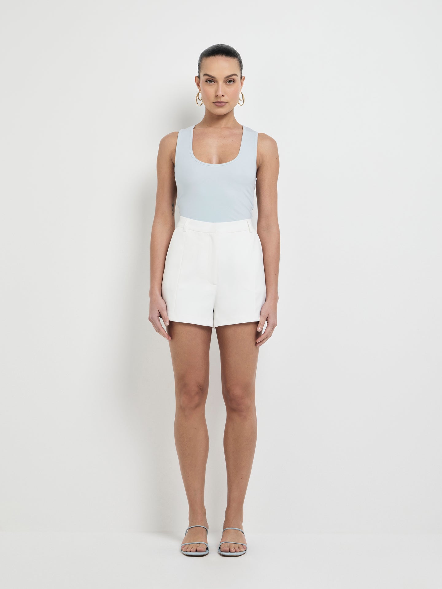 Kiss And Tell Shorts White | Mid Rise Slim Fit | SHEIKE