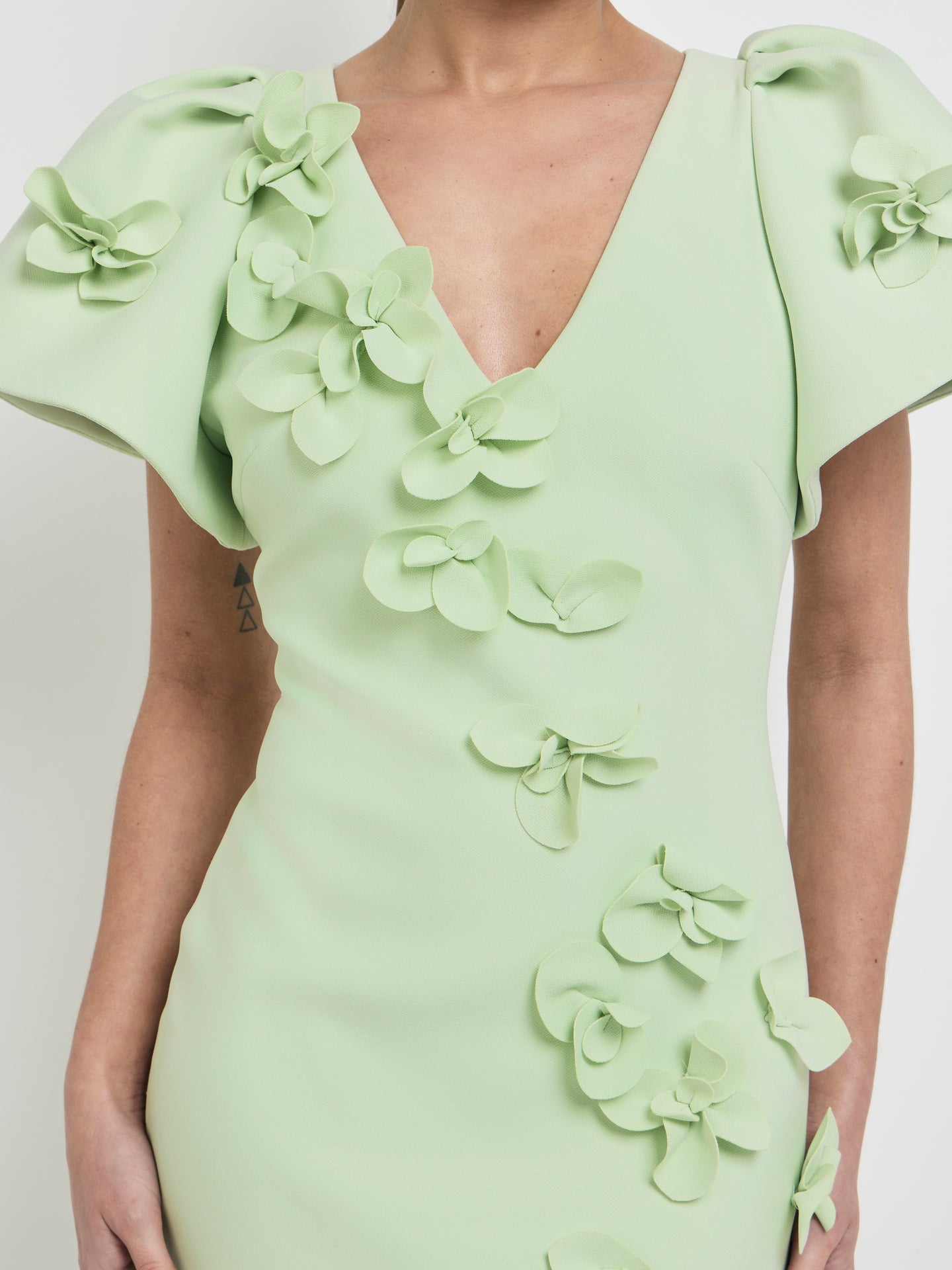 Michelle Midi Dress Green | 3D Floral Midi Dress | SHEIKE