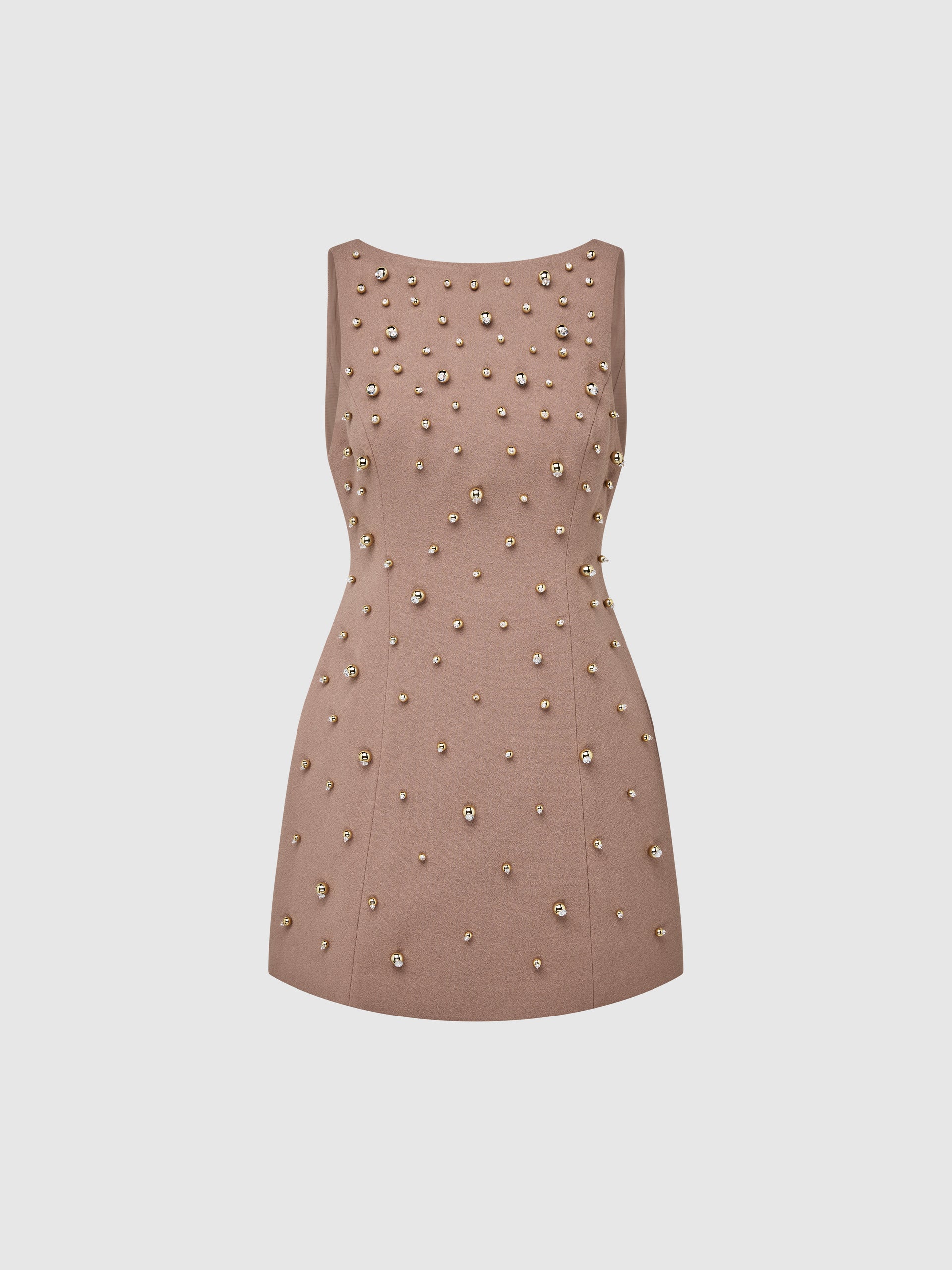 Firework Mini Dress Mocha | Beaded Mini Dress | SHEIKE
