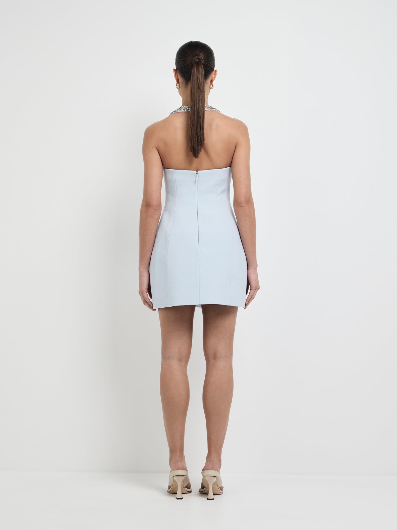 Paris Mini Dress Ice Blue | Diamante Strap Dress | SHEIKE