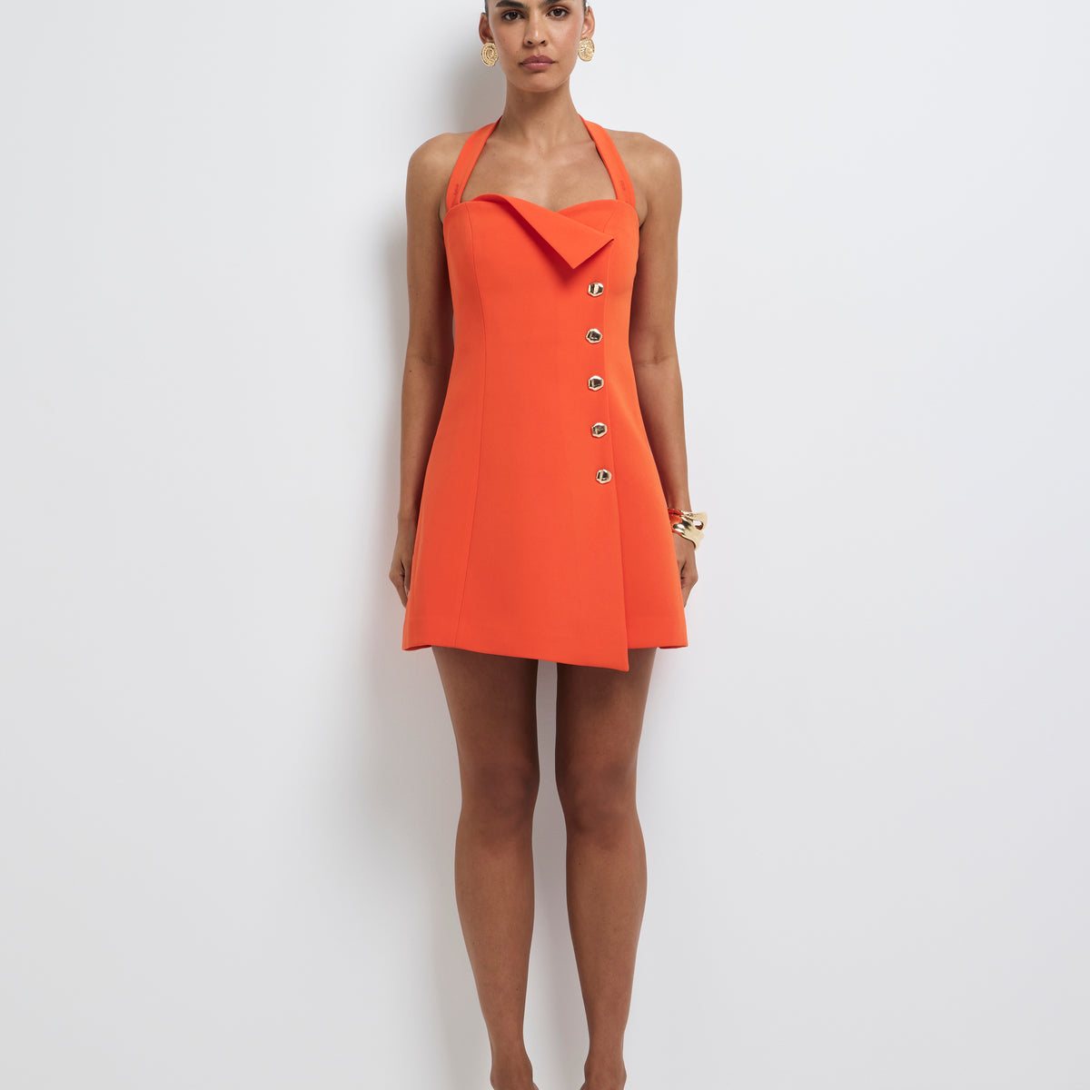 Elle Mini Dress Orange | Strapless Dress | SHEIKE