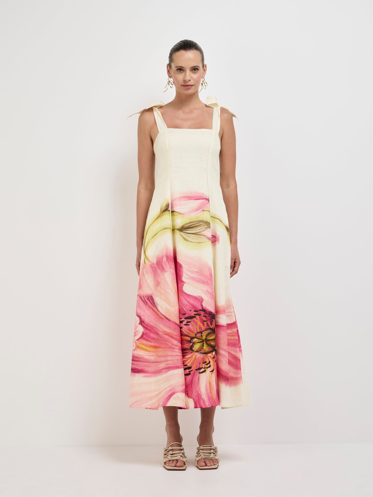 Poppy Midi Dress Floral | Linen Midi | SHEIKE