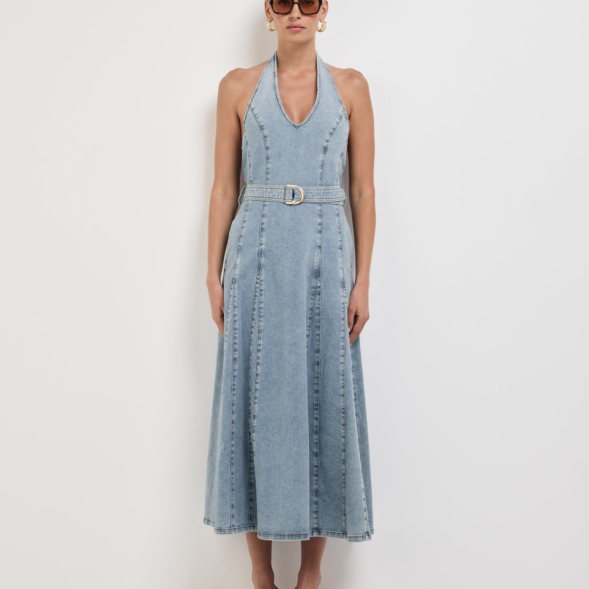 Emma Denim Dress | Denim Midi Dress | SHEIKE
