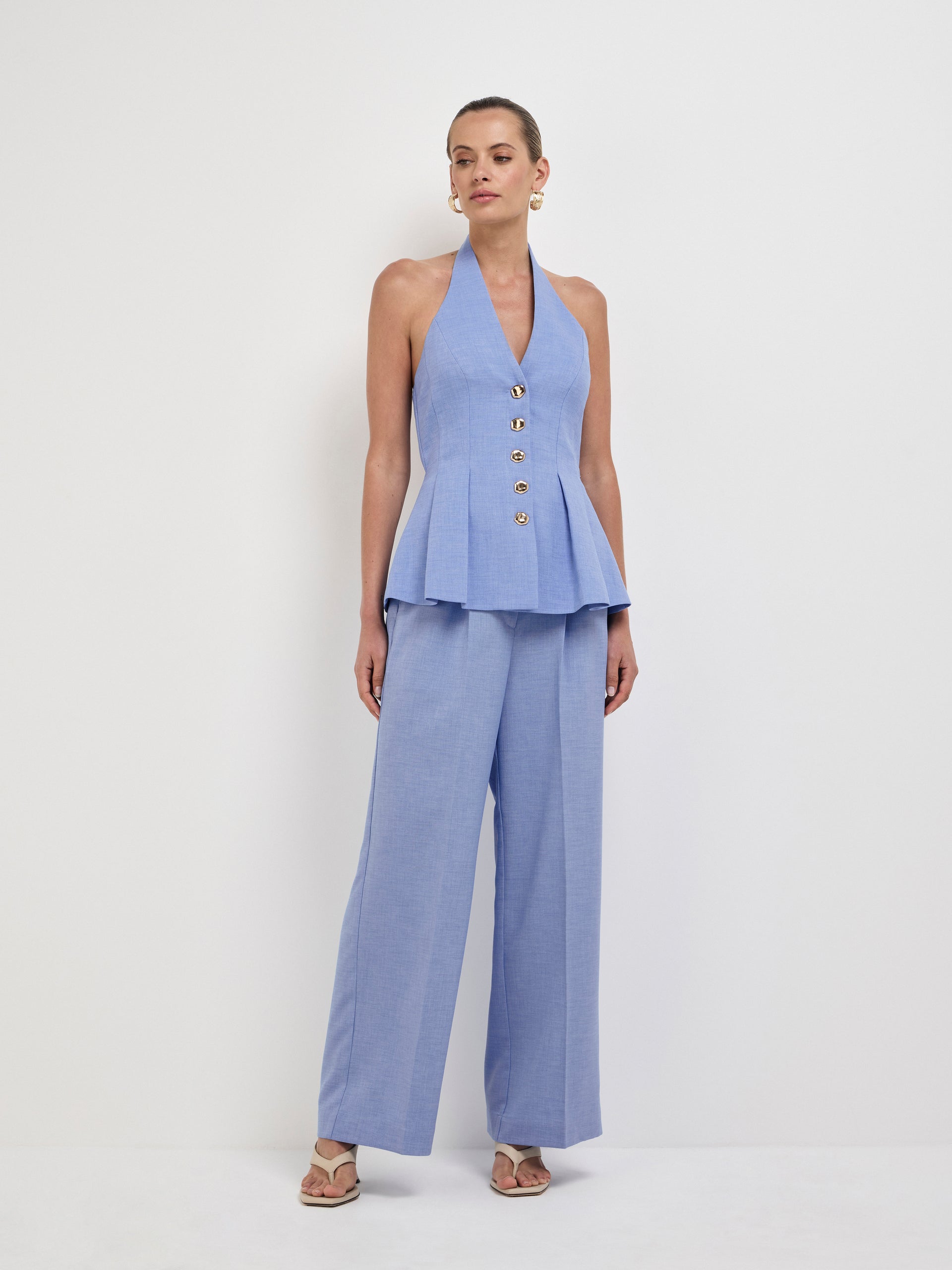 Studio Vest Blue | Halter Top | SHEIKE