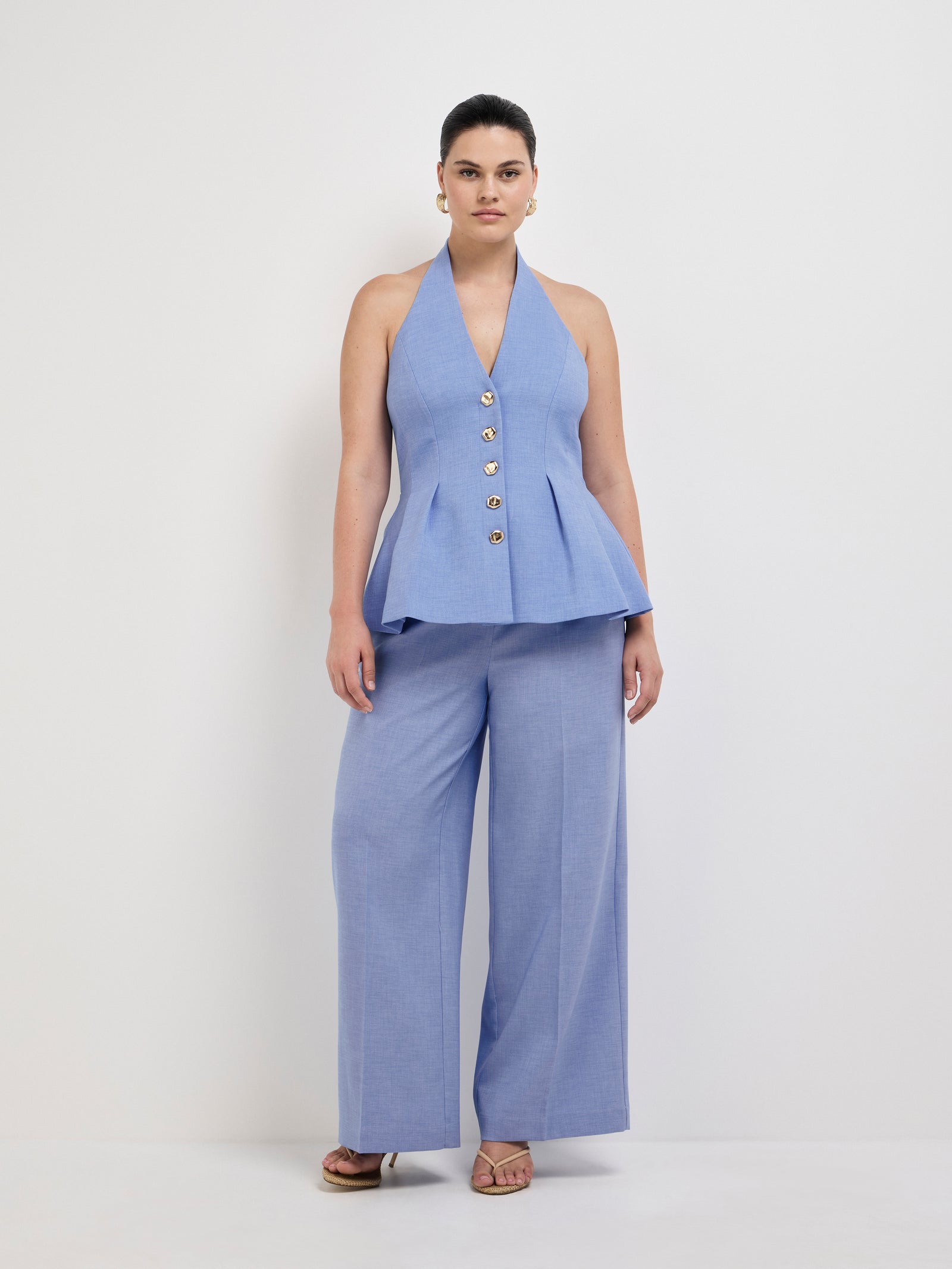 Studio Vest Blue | Halter Top | SHEIKE