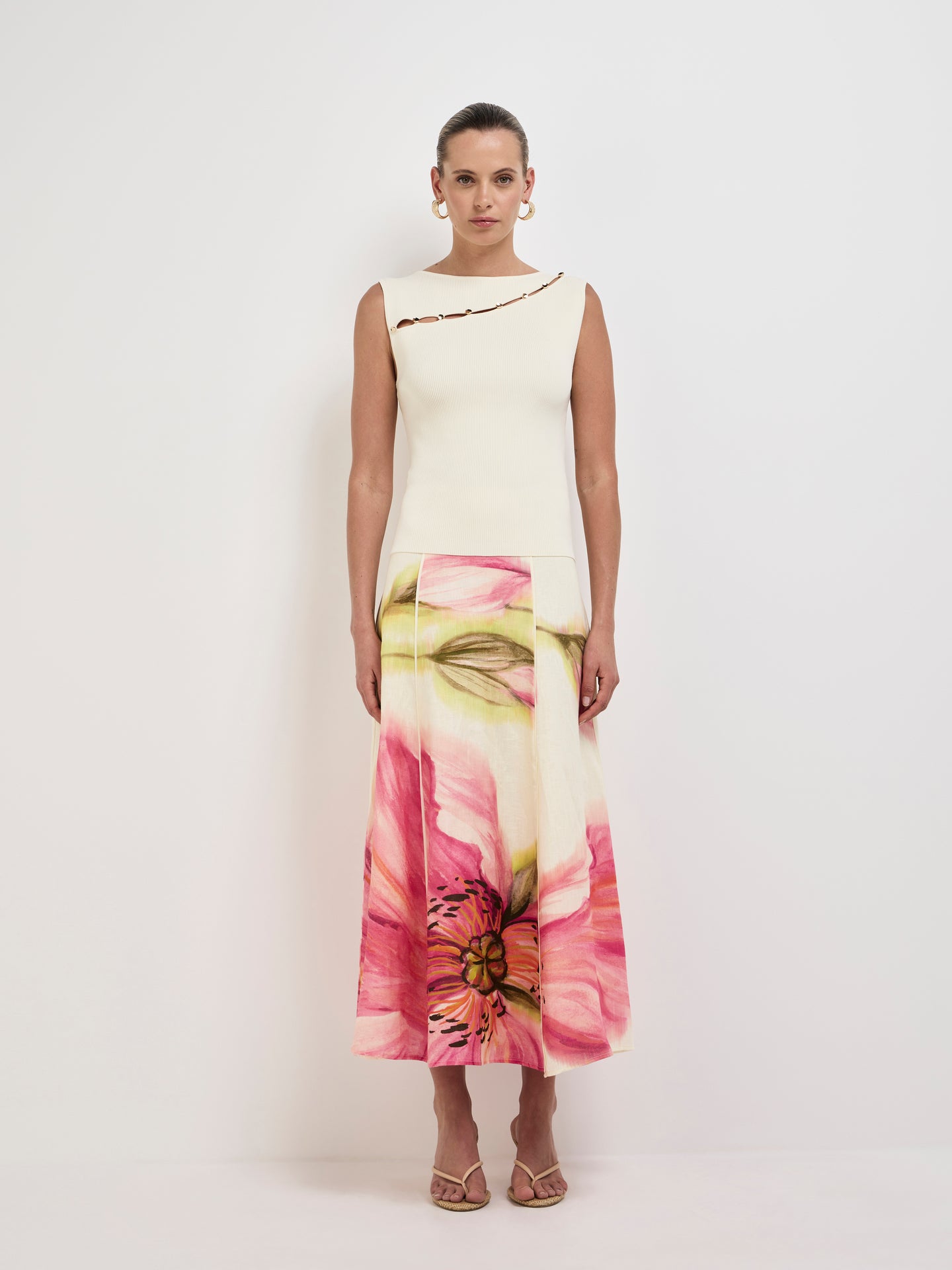 Poppy Midi Skirt Floral | 100% Linen Skirt | SHEIKE