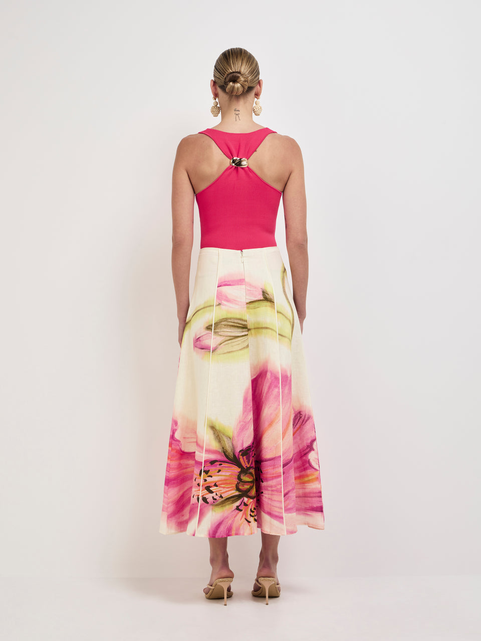 Poppy Midi Skirt Floral | 100% Linen Skirt | SHEIKE