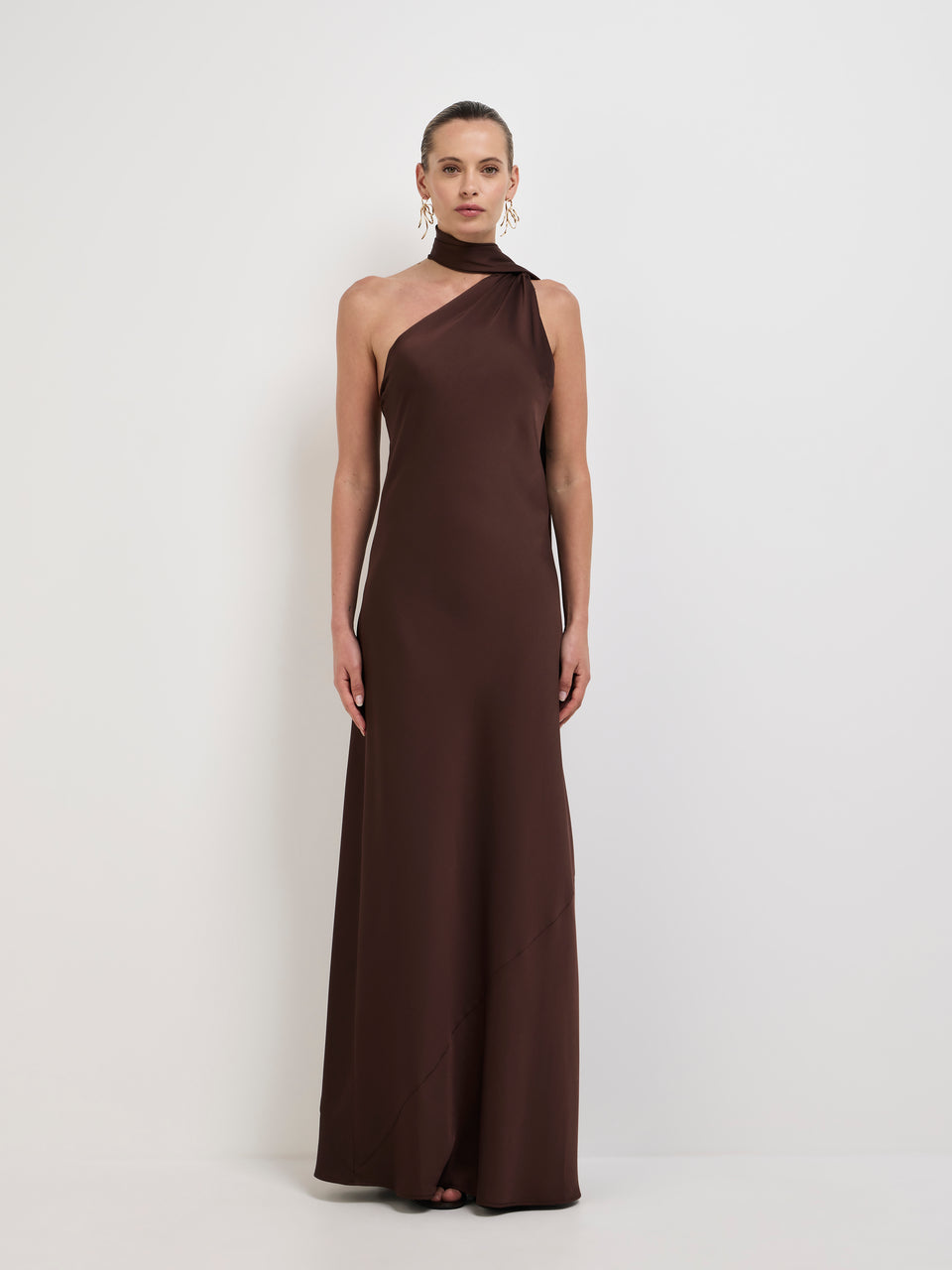 Emmy Gown Chocolate | Satin Gown | SHEIKE
