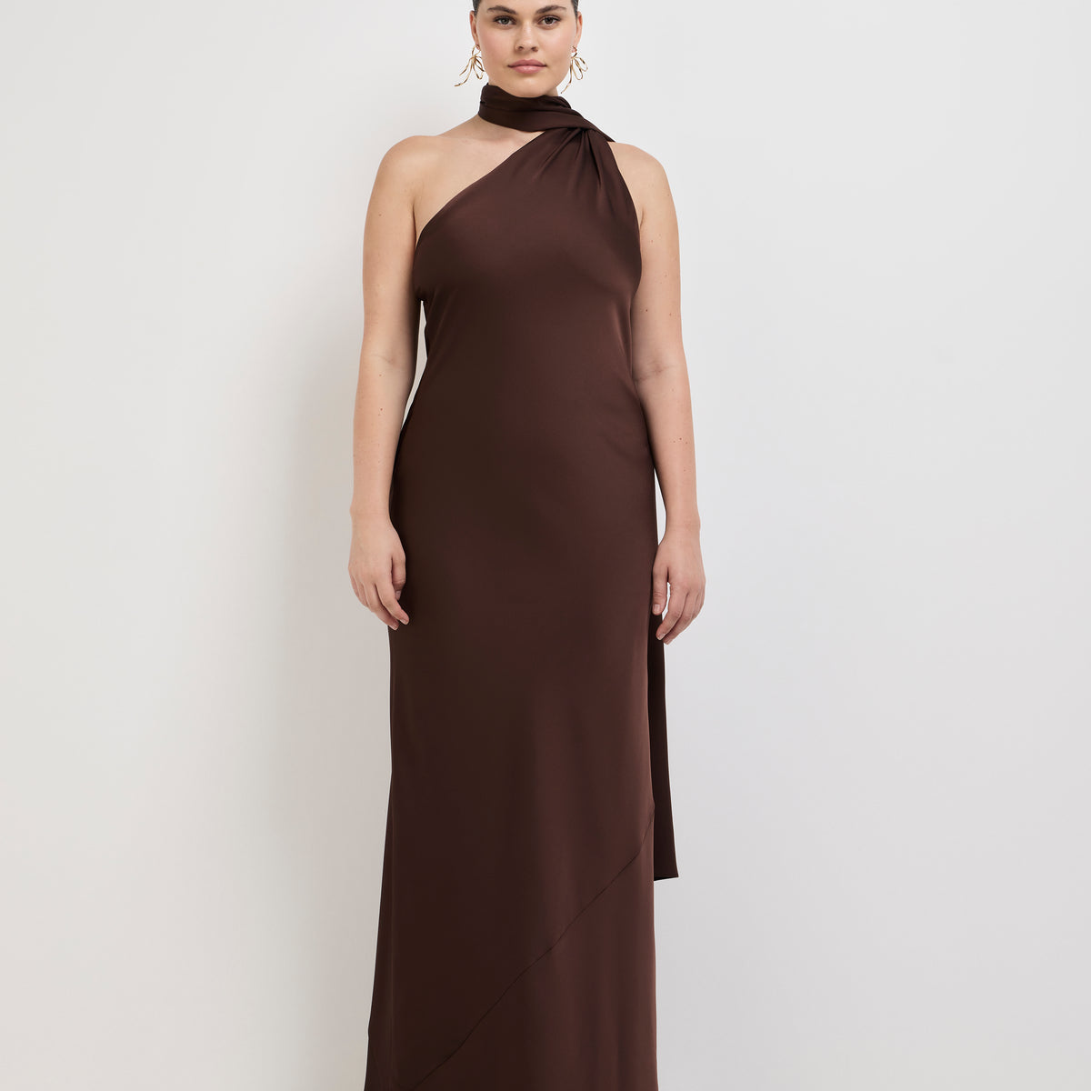 Emmy Gown Chocolate | Satin Gown | SHEIKE