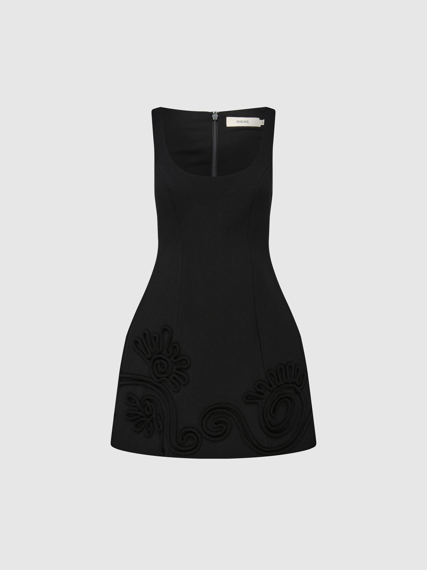 Estelle Mini Dress Black | Applique Mini | SHEIKE