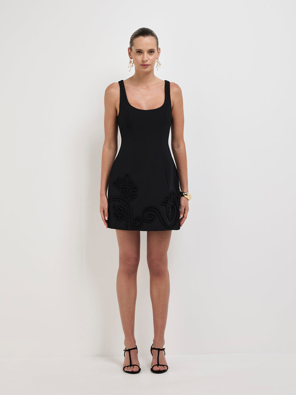 Estelle Mini Dress Black | Applique Mini | SHEIKE