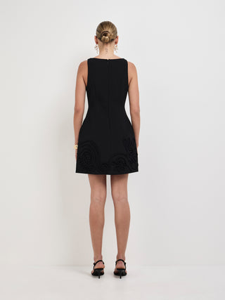 Estelle Mini Dress Black | Applique Mini | SHEIKE