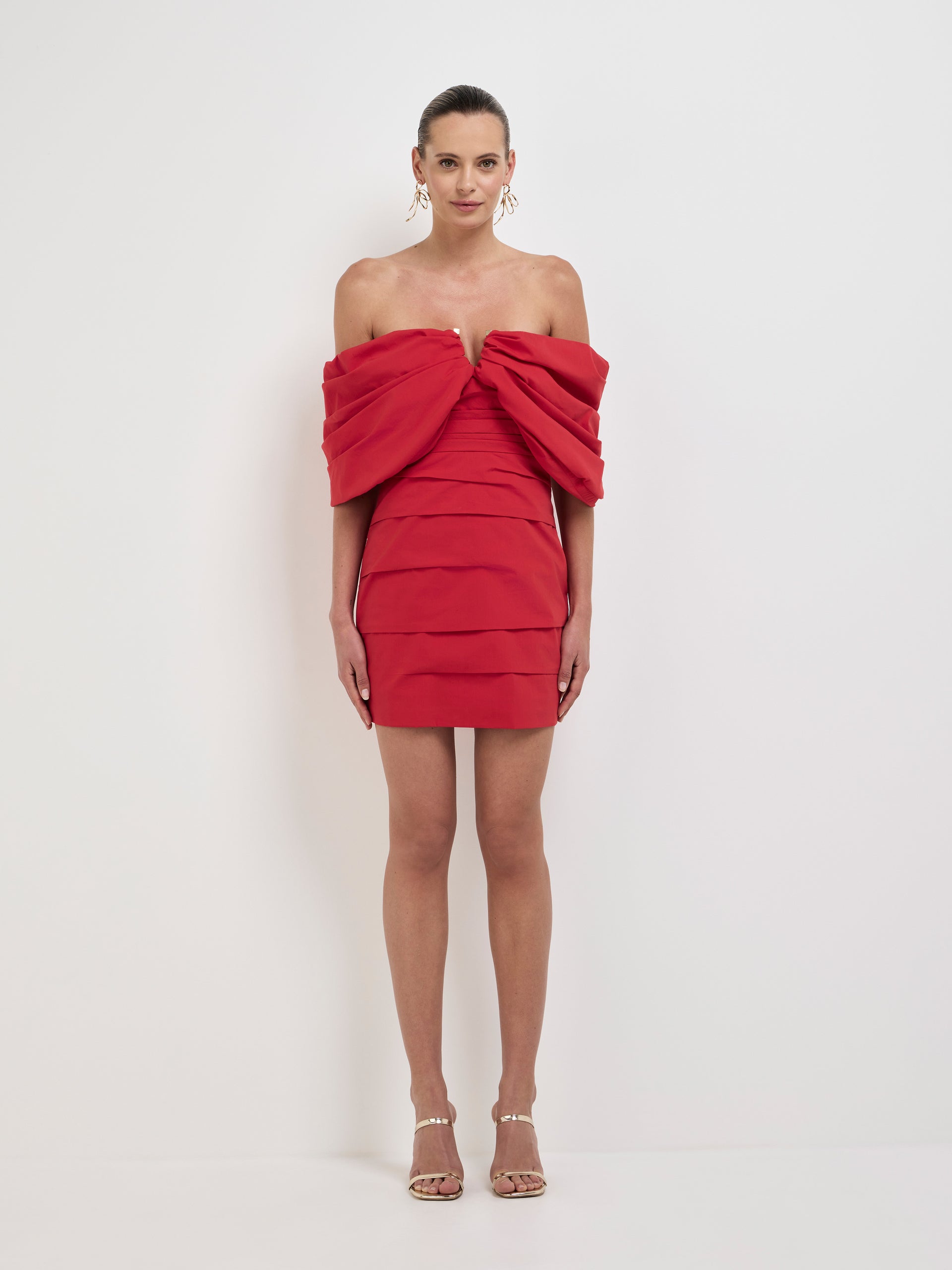 Camilla Mini Dress Red | Off Shoulder Dress | SHEIKE