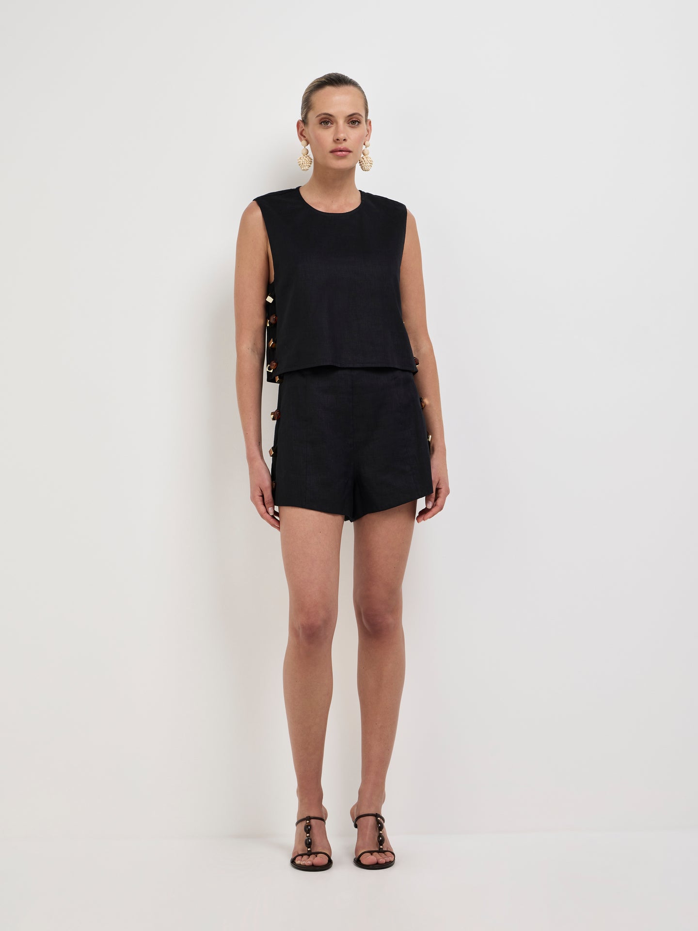 Alexa Top Black | Cropped Linen Top | SHEIKE