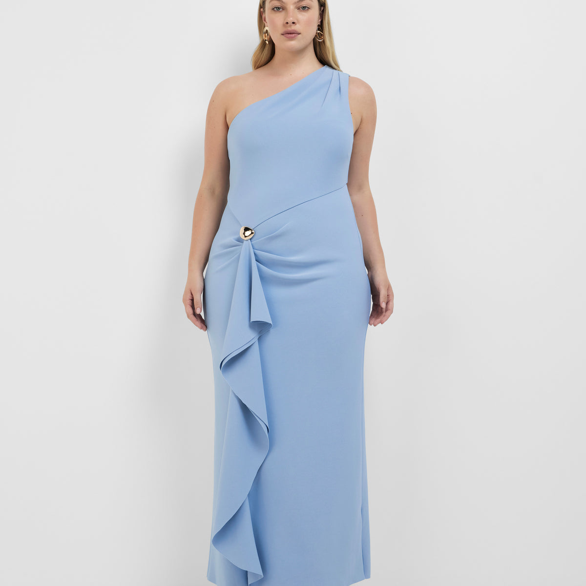 Dominique Maxi Dress Icy Blue | One Shoulder Dress | SHEIKE