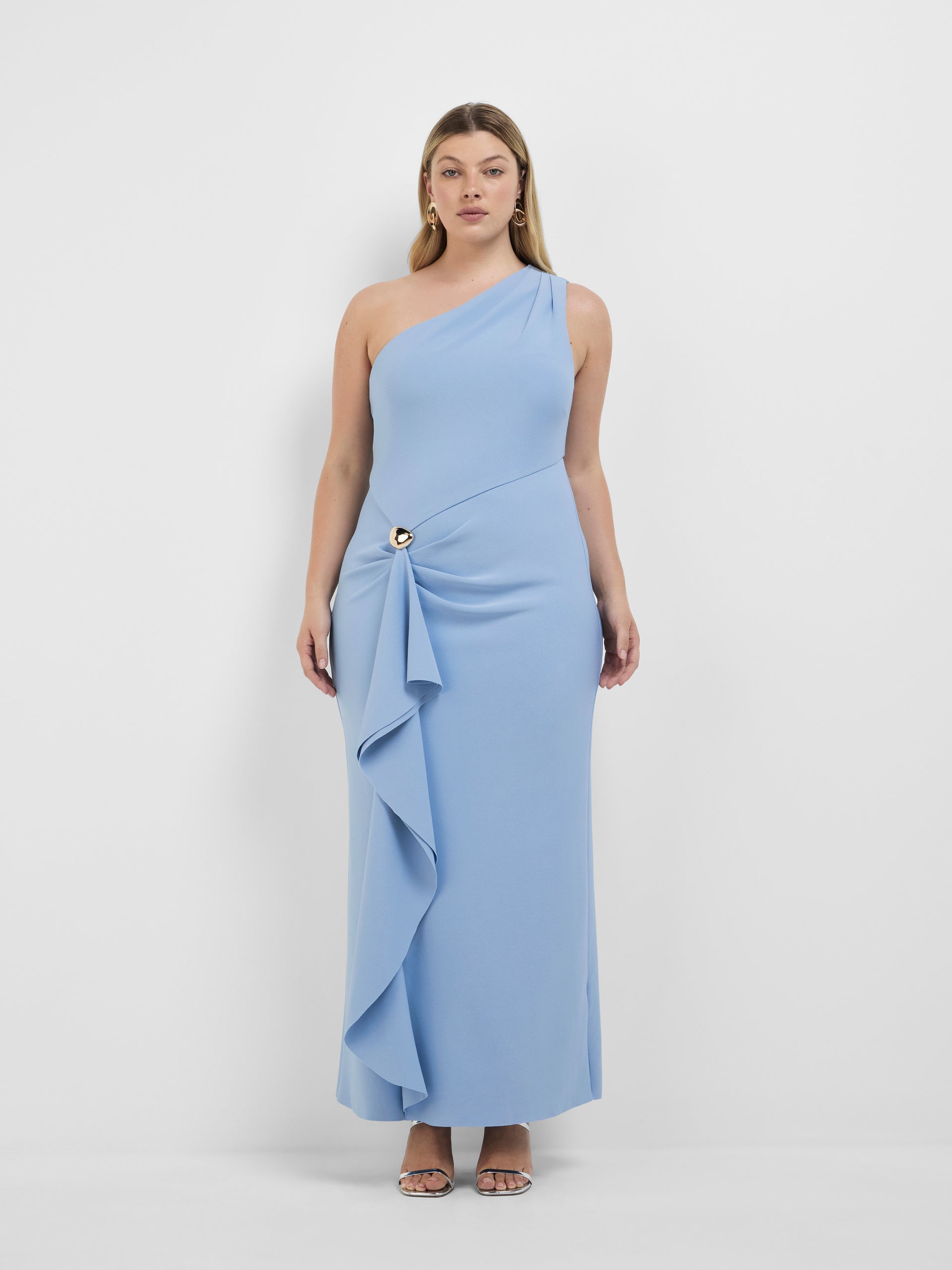 Dominique Maxi Dress Icy Blue | One Shoulder Dress | SHEIKE