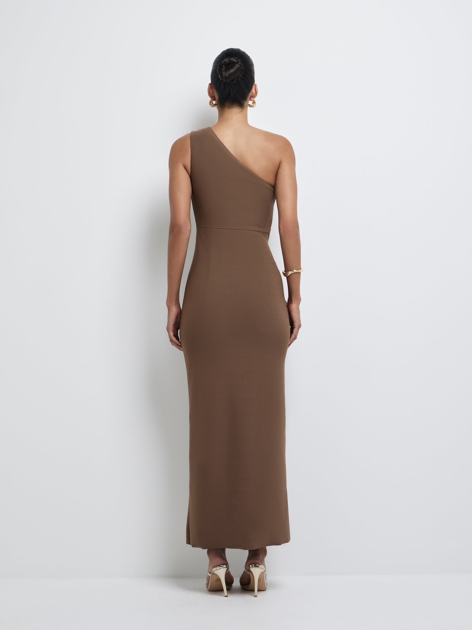 Dominique Maxi Dress Chocolate | One Shoulder Dress | SHEIKE