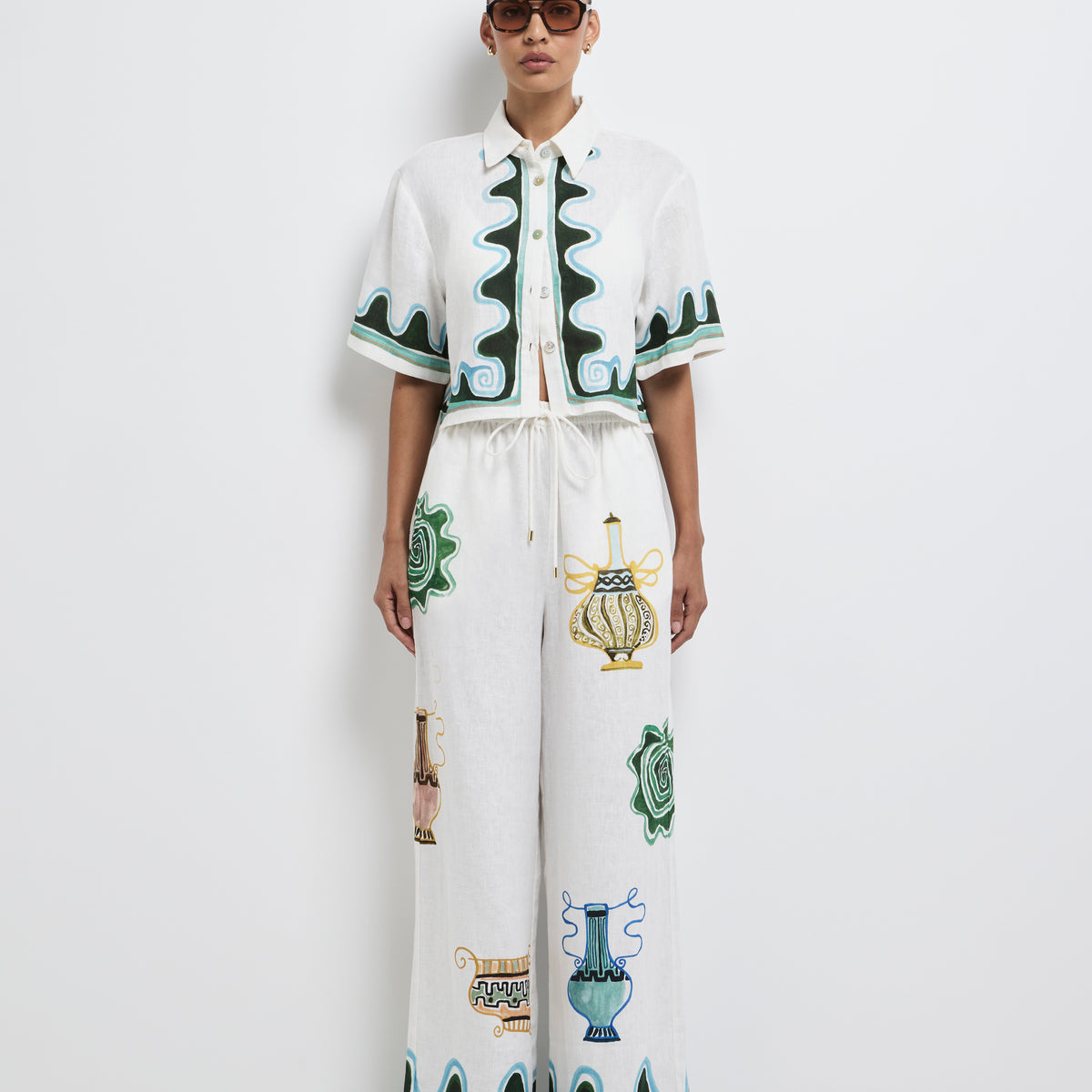 Rhodes Pant Print | 100% Linen Pant | SHEIKE