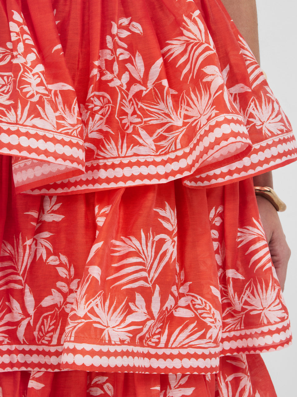 Ravello Dress Red Floral | Printed Tiered Halter Midi | SHEIKE