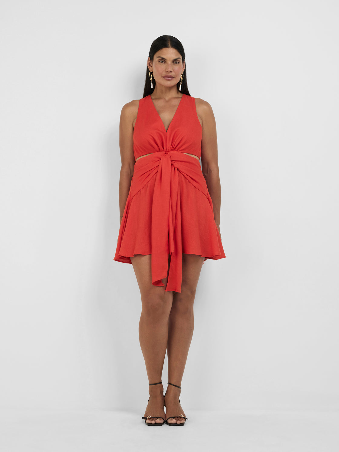 Ruby Mini Dress Red | Tie Front Mini | SHEIKE