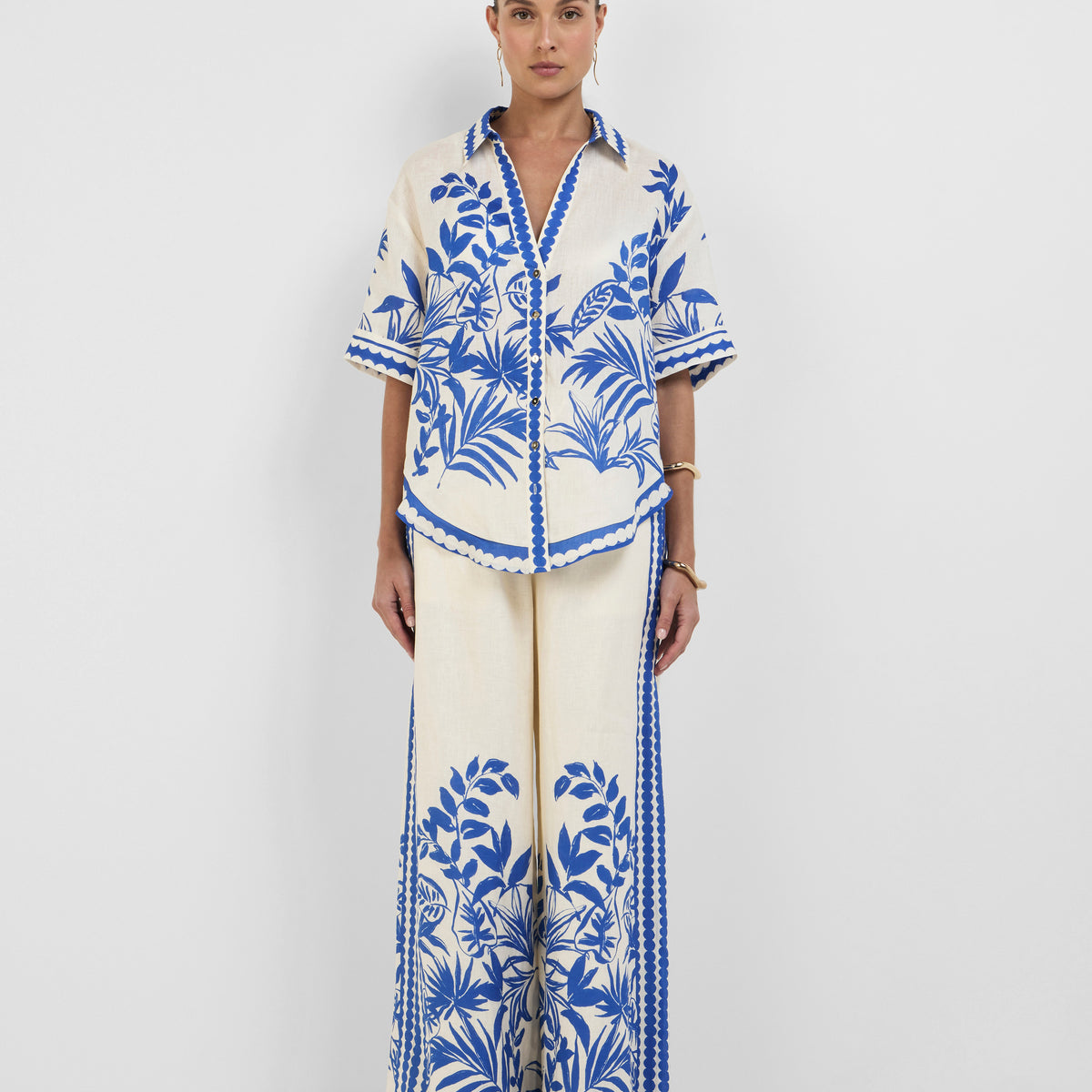 Becca Palm Pant Print | Linen Wide Leg Pants | SHEIKE