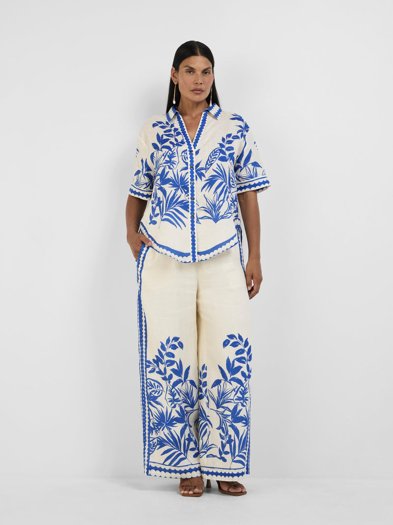 Becca Palm Pant Print | Linen Wide Leg Pants | SHEIKE