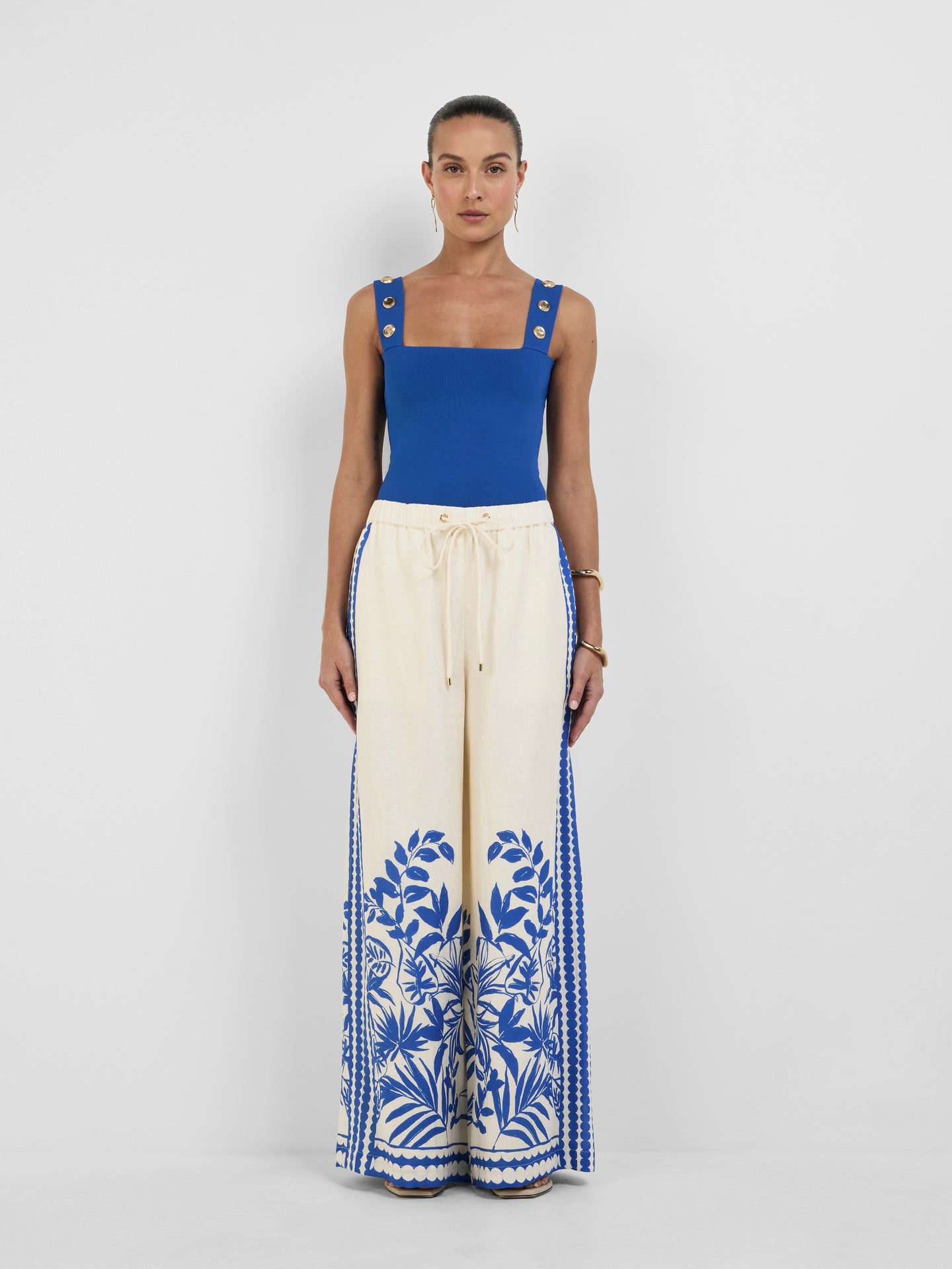 Becca Palm Pant Print | Linen Wide Leg Pants | SHEIKE