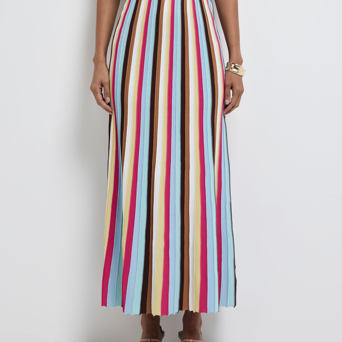 Lena Maxi Skirt Stripe | Ribbed Knit Skirt | SHEIKE