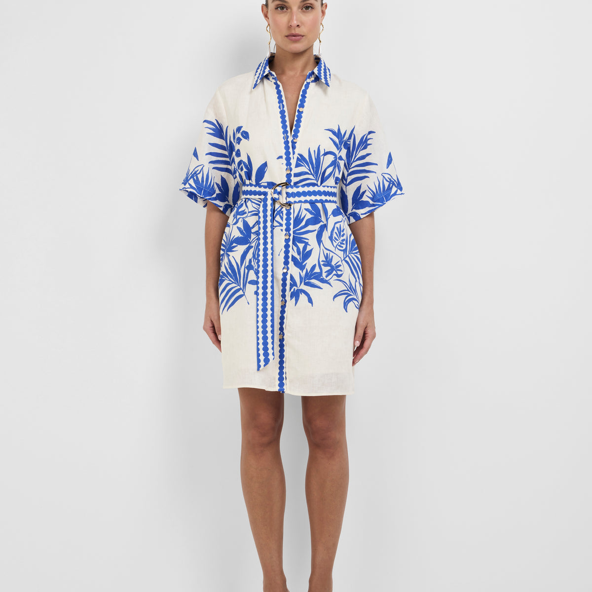 Becca Palm Mini Dress Print | Linen Mini Dress | SHEIKE