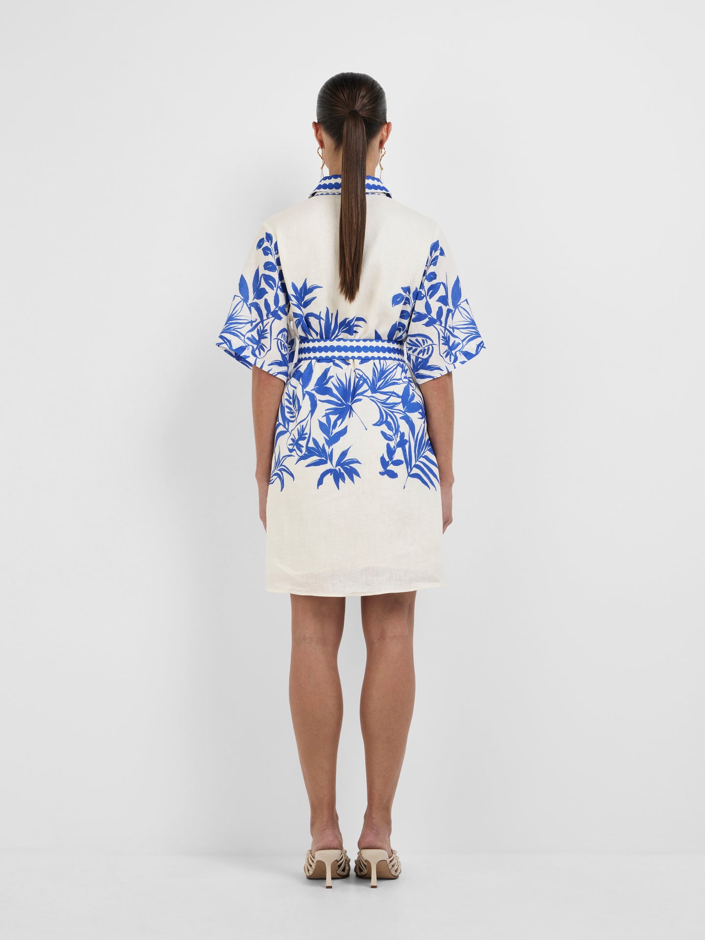 Becca Palm Mini Dress Print | Linen Mini Dress | SHEIKE