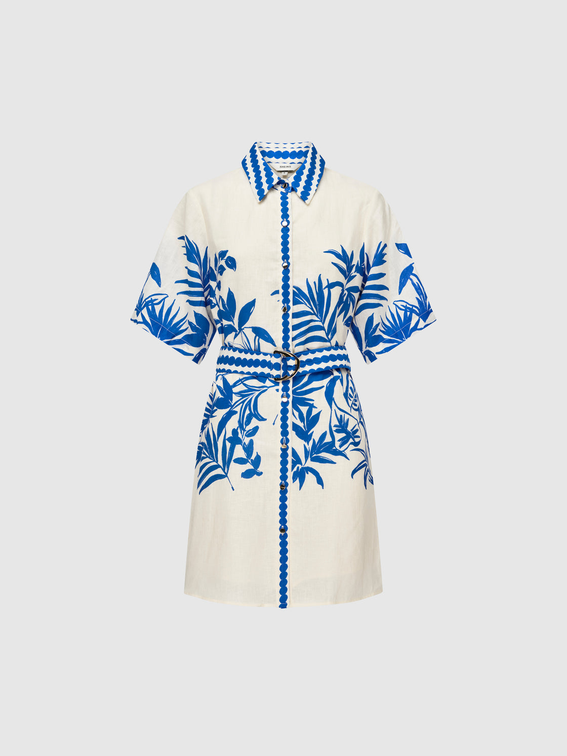 Becca Palm Mini Dress Print | Linen Mini Dress | SHEIKE