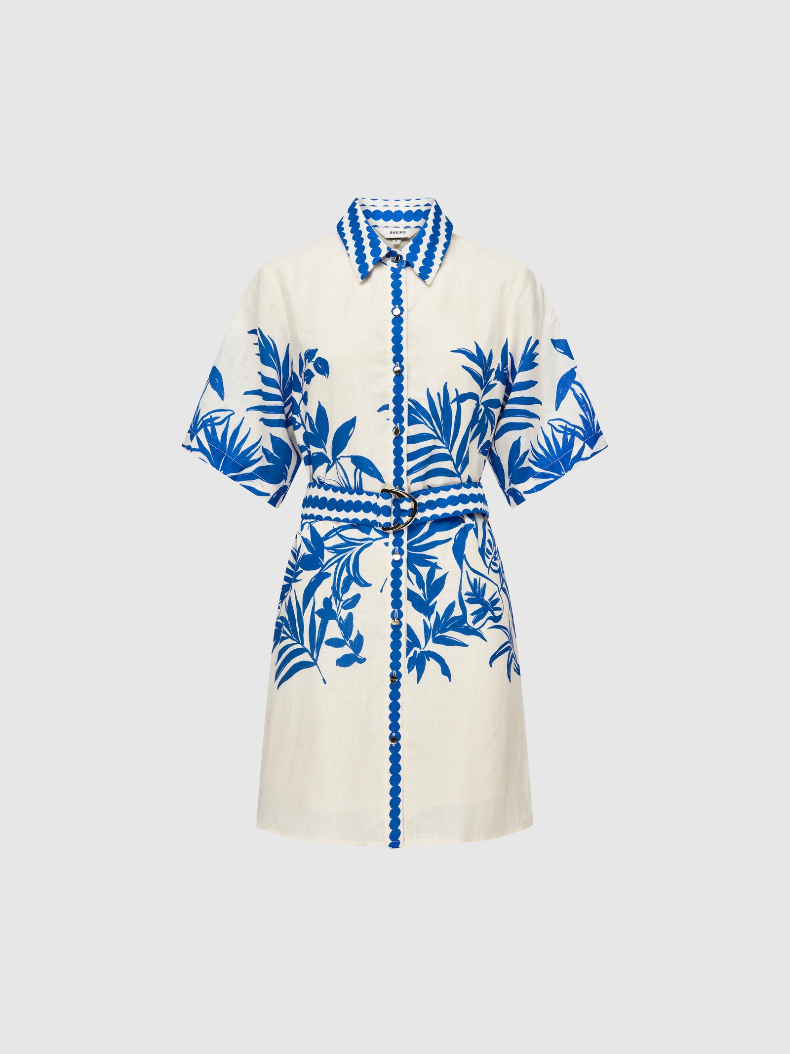 Becca Palm Mini Dress Print | Linen Mini Dress | SHEIKE